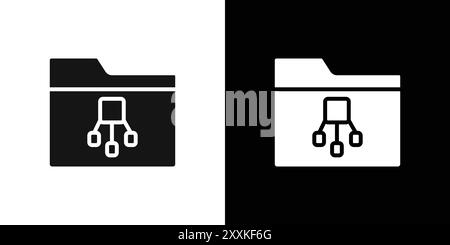 Folder with tree structure icon logo sign vector outline in black and ...