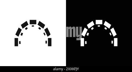 lingual braces icon logo sign vector outline in black and white color ...