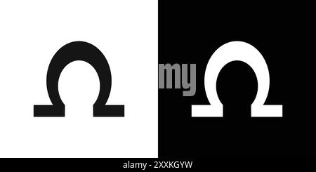 omega icon logo sign vector outline in black and white color Stock ...