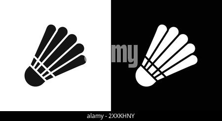 Shuttlecock icon logo sign vector outline in black and white color ...