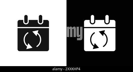 Update Calendar icon logo sign vector outline in black and white color ...