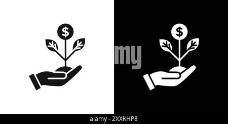 Seed money icon logo sign vector outline in black and white color Stock ...