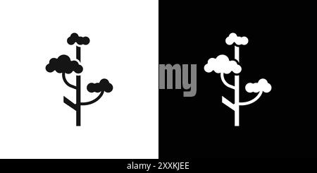 Winter tree icon logo sign vector outline in black and white color ...