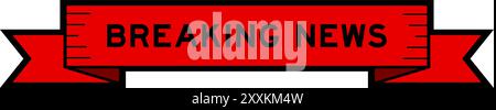 Ribbon label banner with word breaking news in blue color on white ...