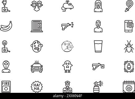 Fools icons collection is a vector illustration with editable stroke ...