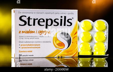 POZNAN, POL - JUN 27, 2024: Package of Strepsils, a brand of throat ...