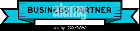 Ribbon label banner with word partner in blue color on white background ...