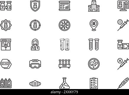 Vaccine development icons collection is a vector illustration with ...