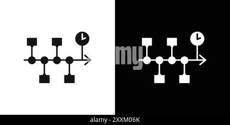 Chronology icon Vector symbol or sign set collection in black and white ...