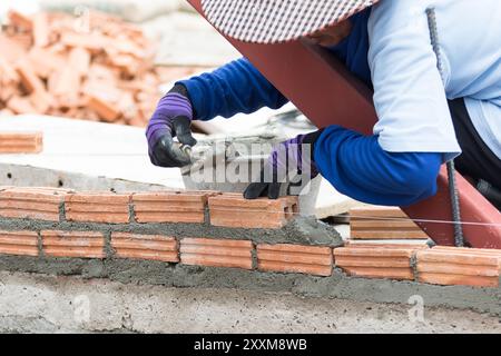 A laborer stacks bricks at a construction site, in Kolkata, India ...