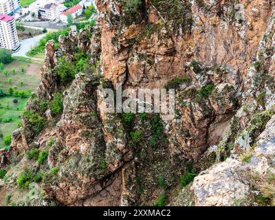 top view of cliff and Torul town from Glass Observatory Terrace near ...