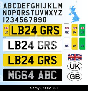 British uk car license plate template. GB car registration numberplate ...