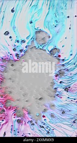 Abstract fluid art. Free flowing pink and gray paint. Marble background ...