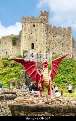 Model of red dragon in the ground of Cardiff Castle Wales Stock Photo ...