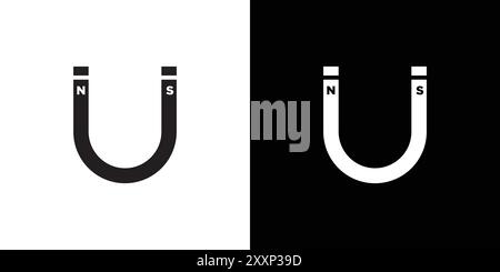 Magnet icon Black line art vector in black and white outline set ...