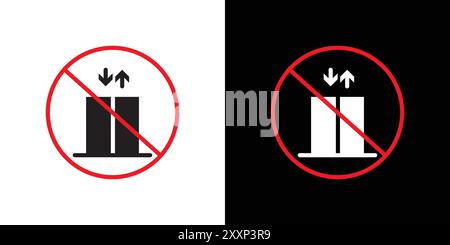 No Elevator Sign icon Black line art vector in black and white outline ...