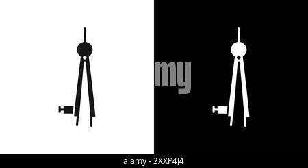 geometric compass icon Black line art vector in black and white outline ...