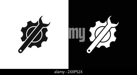 mechanic settings icon Black line art vector in black and white outline ...