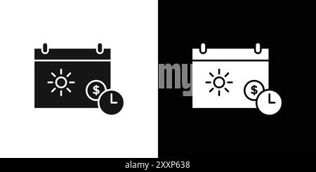 Unlimited PTO icon Black line art vector in black and white outline set ...