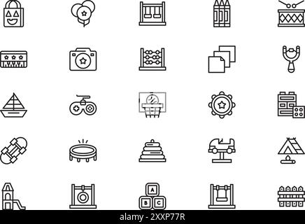 Kids activities icons collection is a vector illustration with editable ...