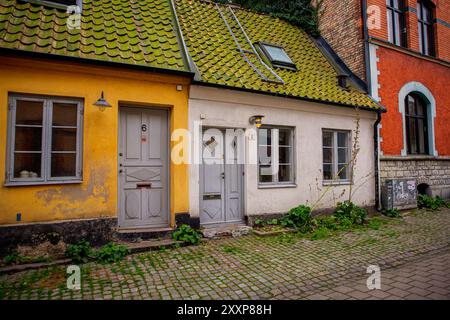 Colorful houses on Jakob Nilsgatan street at Gamla Vaster in Malmo ...