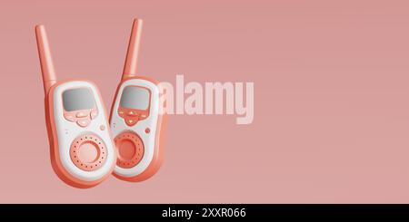 Pink Walkie Talkie Portable Radio Transceiver on a white background. 3d ...
