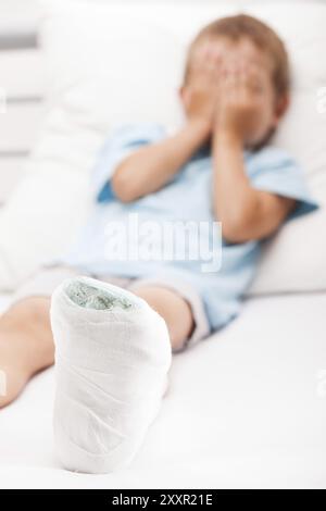 Human healthcare and medicine concept, little child boy with plaster ...