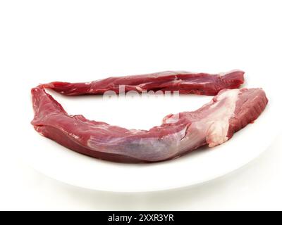Raw red meat towards white background Stock Photo - Alamy