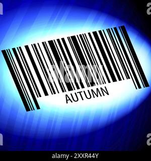 Autumn - barcode with blue Background Stock Photo - Alamy