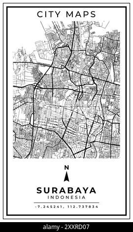 Vector map of Surabaya, Indonesia. Urban city road map poster ...