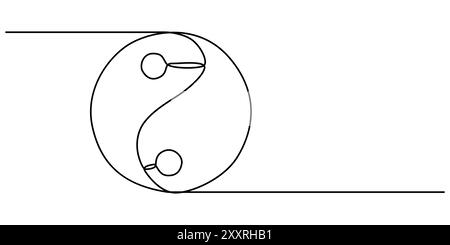 One continuous line drawing of Yin yang symbol sign. Vector ...