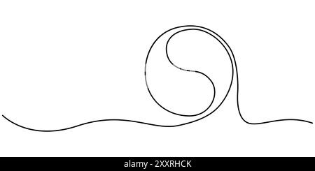 One continuous line drawing of Yin yang symbol sign. Vector ...