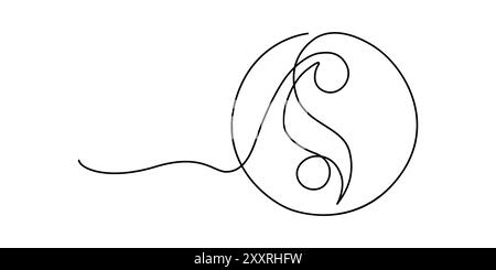 One continuous line drawing of Yin yang symbol sign. Vector ...