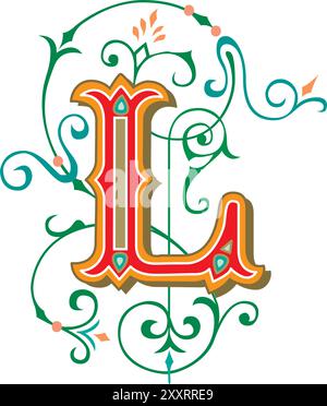 Art Tuscani Initial Caps Font Capital Letter L vector design ...