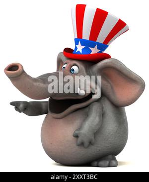 Fun 3D cartoon elephant with an uncle sam hat Stock Photo - Alamy