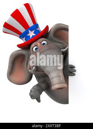 Fun 3D cartoon elephant with an uncle sam hat Stock Photo - Alamy