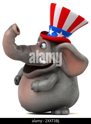 Fun 3D cartoon elephant with an uncle sam hat Stock Photo - Alamy