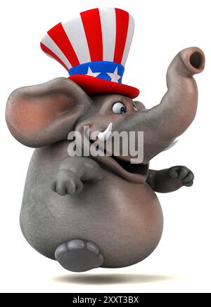 Fun 3D cartoon elephant with an uncle sam hat Stock Photo - Alamy