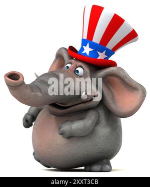 Fun 3D cartoon elephant with an uncle sam hat Stock Photo - Alamy
