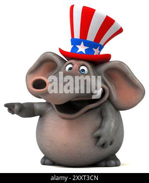 Fun 3D cartoon elephant with an uncle sam hat Stock Photo - Alamy