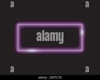 Neon rectangle. Glow frame border. Glossy rectangle on wall. Vector ...