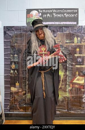 Posed photo of a 71 year old man dressed as a devil or horror film ...