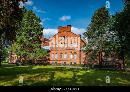 Red brick manor in Puikule, Latvia. Puikule Manor with its historical ...