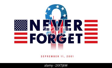 Never Forget September 11, lettering and watercolor flag. Vector ...