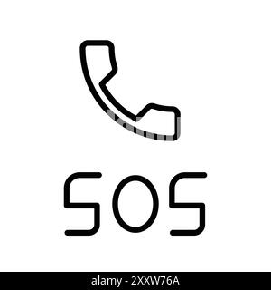 SOS Emergency icon set in black and white color. simple flat vector ...