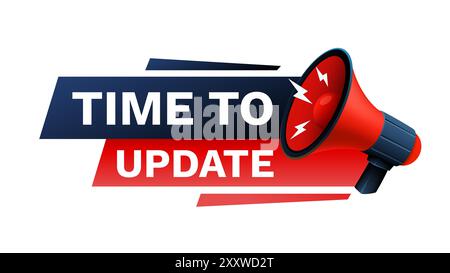 Time to update message, megaphone announces news, banner service. Vector Stock Vector Image ...