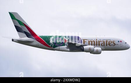 Emirates Airbus A380 with registration A6-EVF shown airborne Stock ...