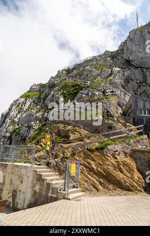 Pilatus, Switzerland - July 19, 2024: Viewpoint at the top of the hike ...