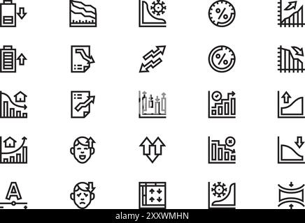 Increase and decrease icons collection is a vector illustration with editable stroke Stock ...