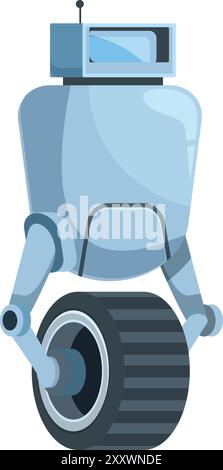 One wheeled robot balancing with an antenna on its head Stock Vector ...